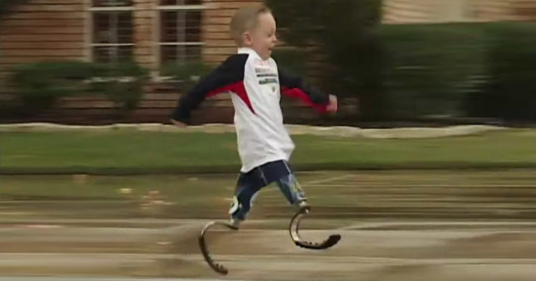 Young Boy With No Legs Runs On Blades With A Big Smile | FaithPot
